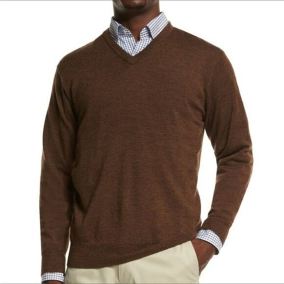Turnbury | Sweaters | Turnbury Mens Lt Brown Vneck Sweater Extra Fine ...